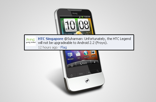 HTC Singapore says no Froyo update for Legend - SoyaCincau